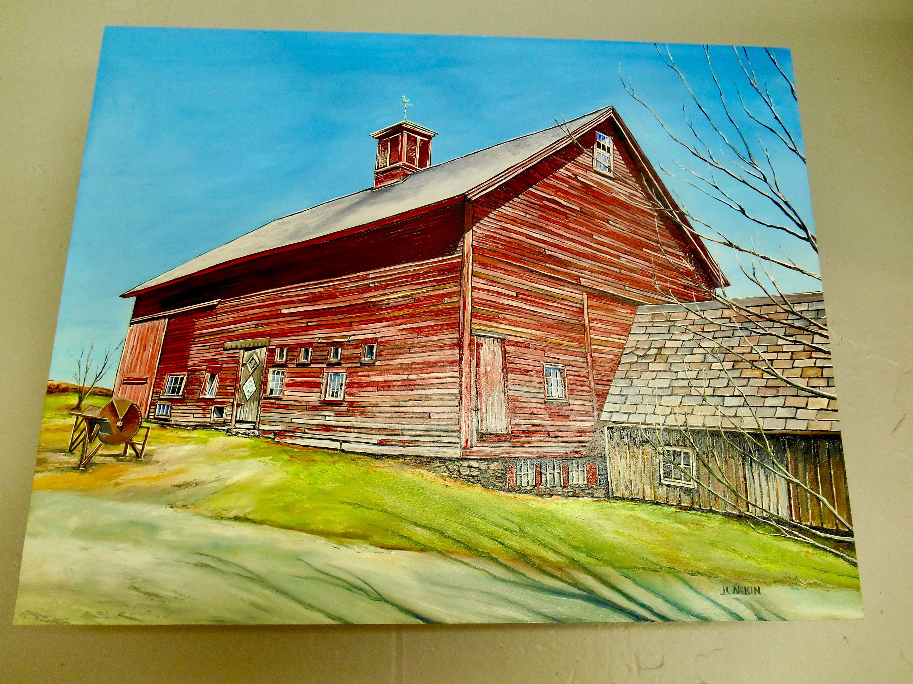 Original Oil Painting/new England Barn/ Red Barn/farmhouse Painting ...