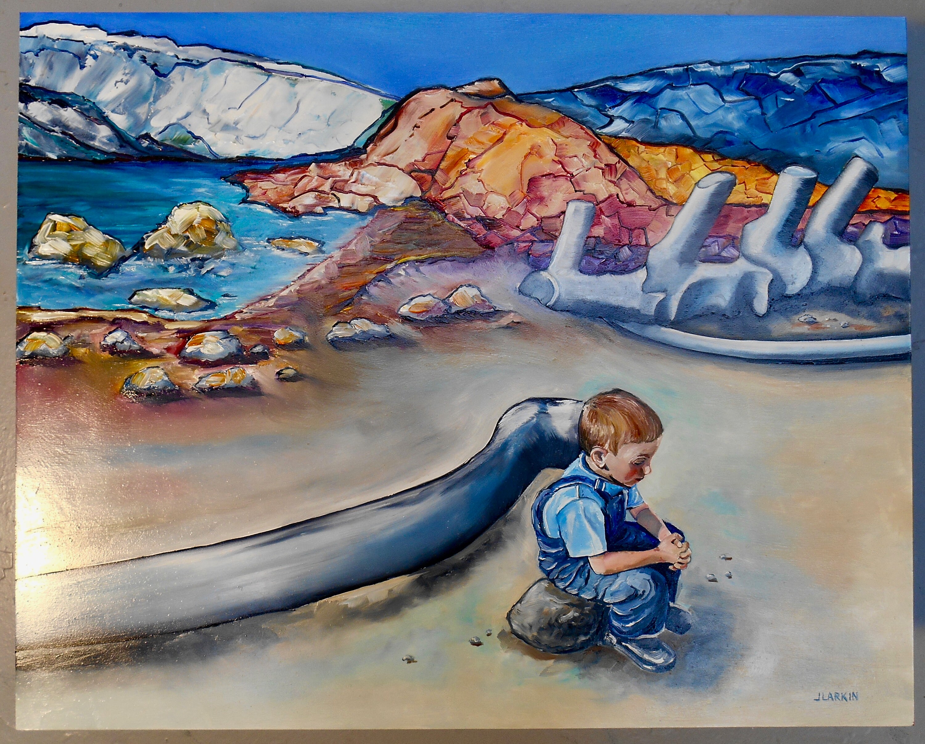 Biblical Oil Painting, Jonah and the Whale, Ocean Oil Painting, Beach ...