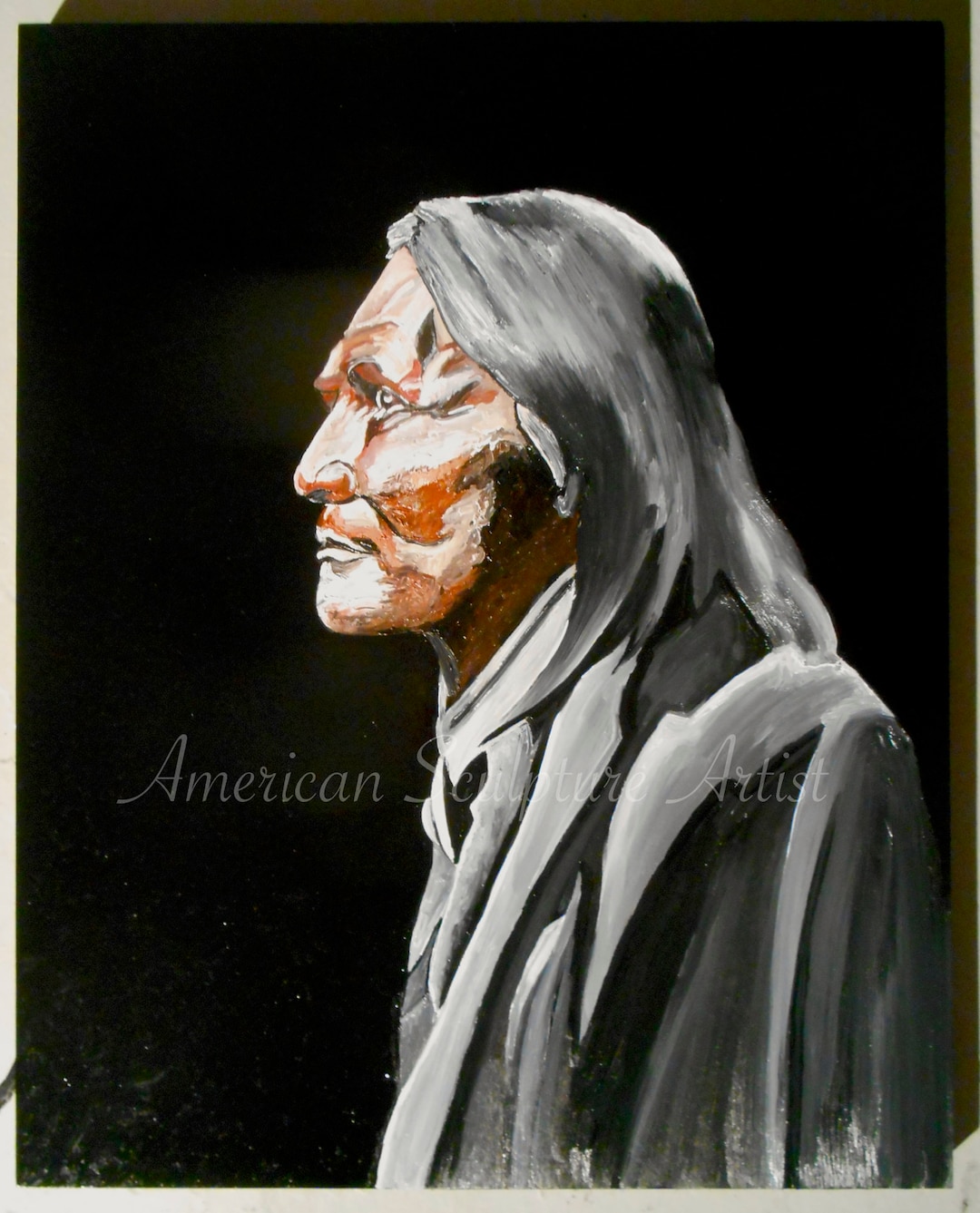 Native American, Hand Painted Oil Painting, Apache Brave, Native ...