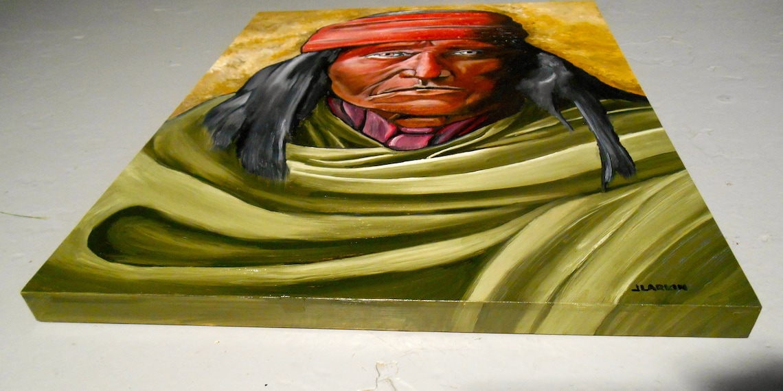 Apache Brave, Native American Oil Painting, American Indian Chief Oil ...