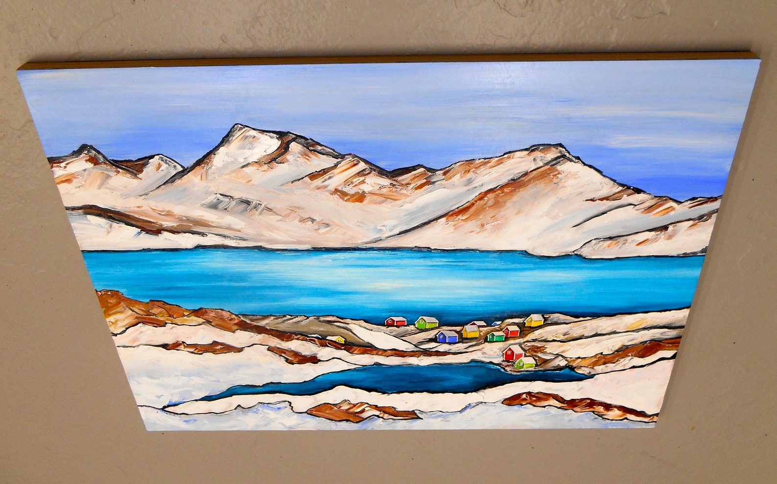 Inuit Village, Traditional Alaskan Village Oil Painting, Arctic Tundra ...