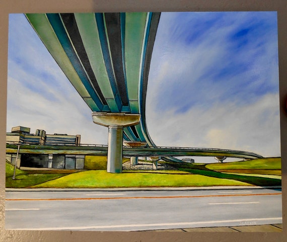 Oil Painting/ Original Oil Painting Highway Overpass/ City of | Etsy