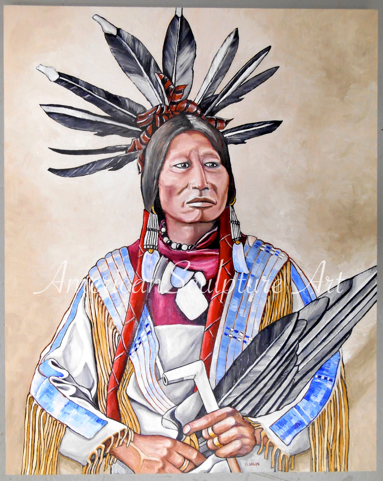 Chief Many Horns, Native American Oil Painting, American Indian Chief ...