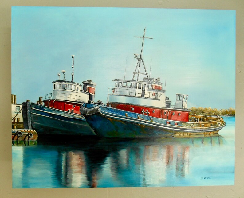 Original Oil Painting/tug Boats Port of New Bedford/ Harbor/ New ...
