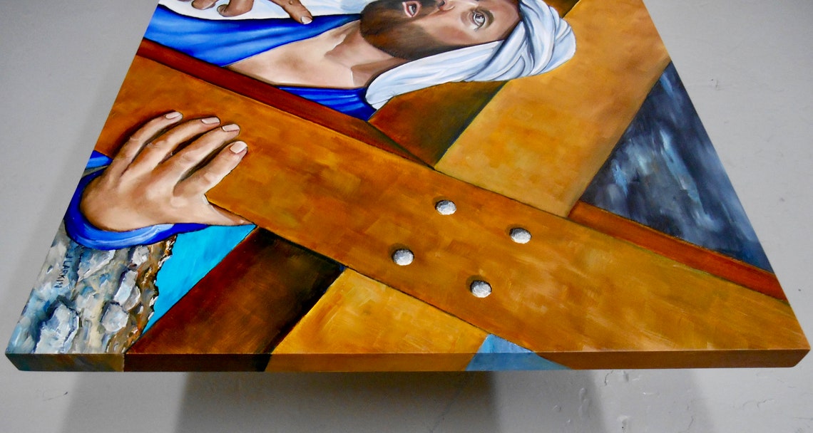 Simon of Cyrene, Lenten Oil Painting, Passion of Jesus, Calvary ...