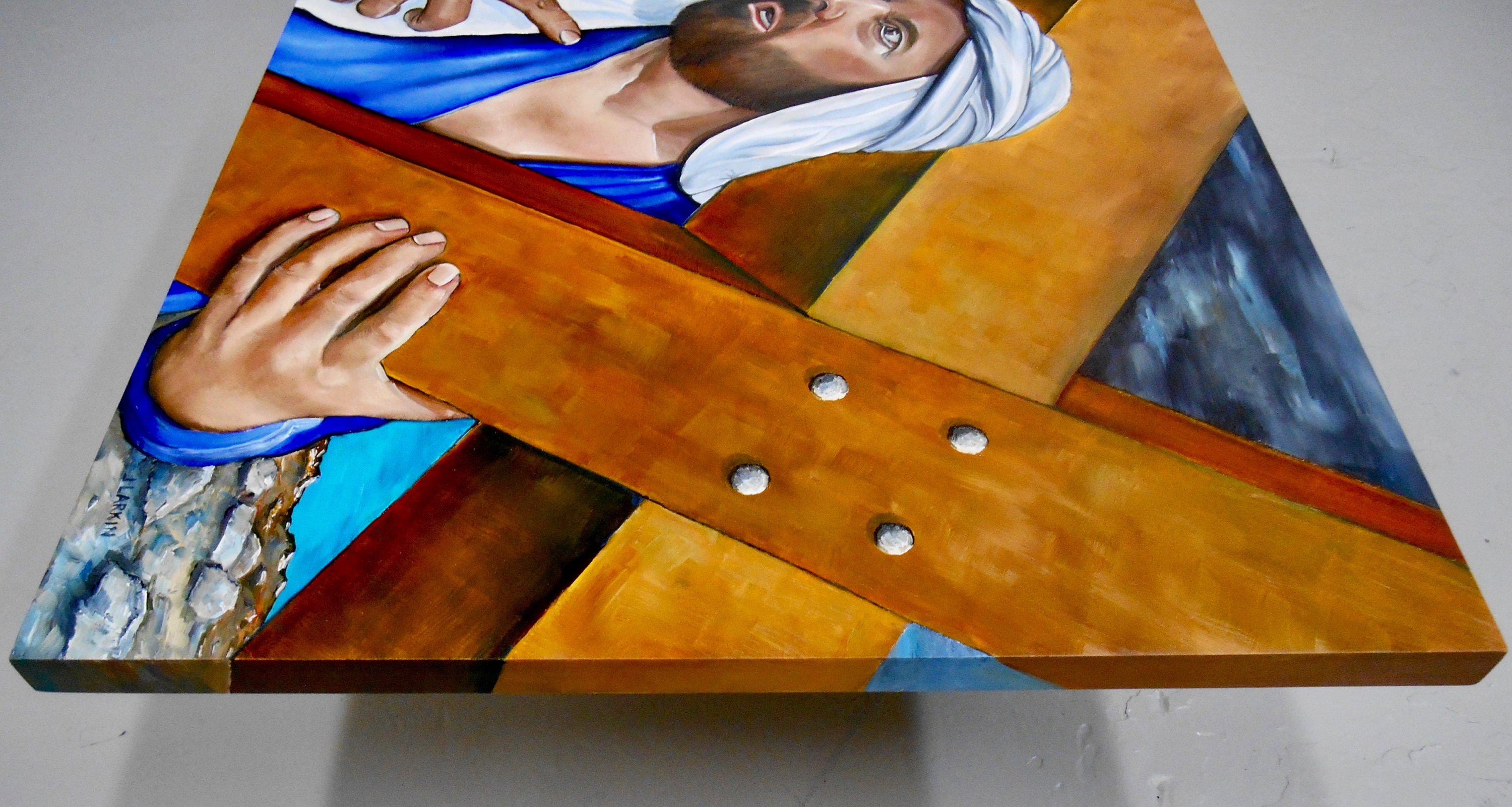 Simon of Cyrene, Lenten Oil Painting, Passion of Jesus, Calvary ...