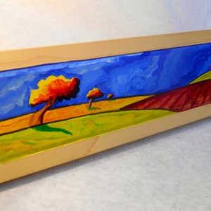 Farm Scene Oil Painting on Maple Wood, Red Barn Oil Painting, Farm ...