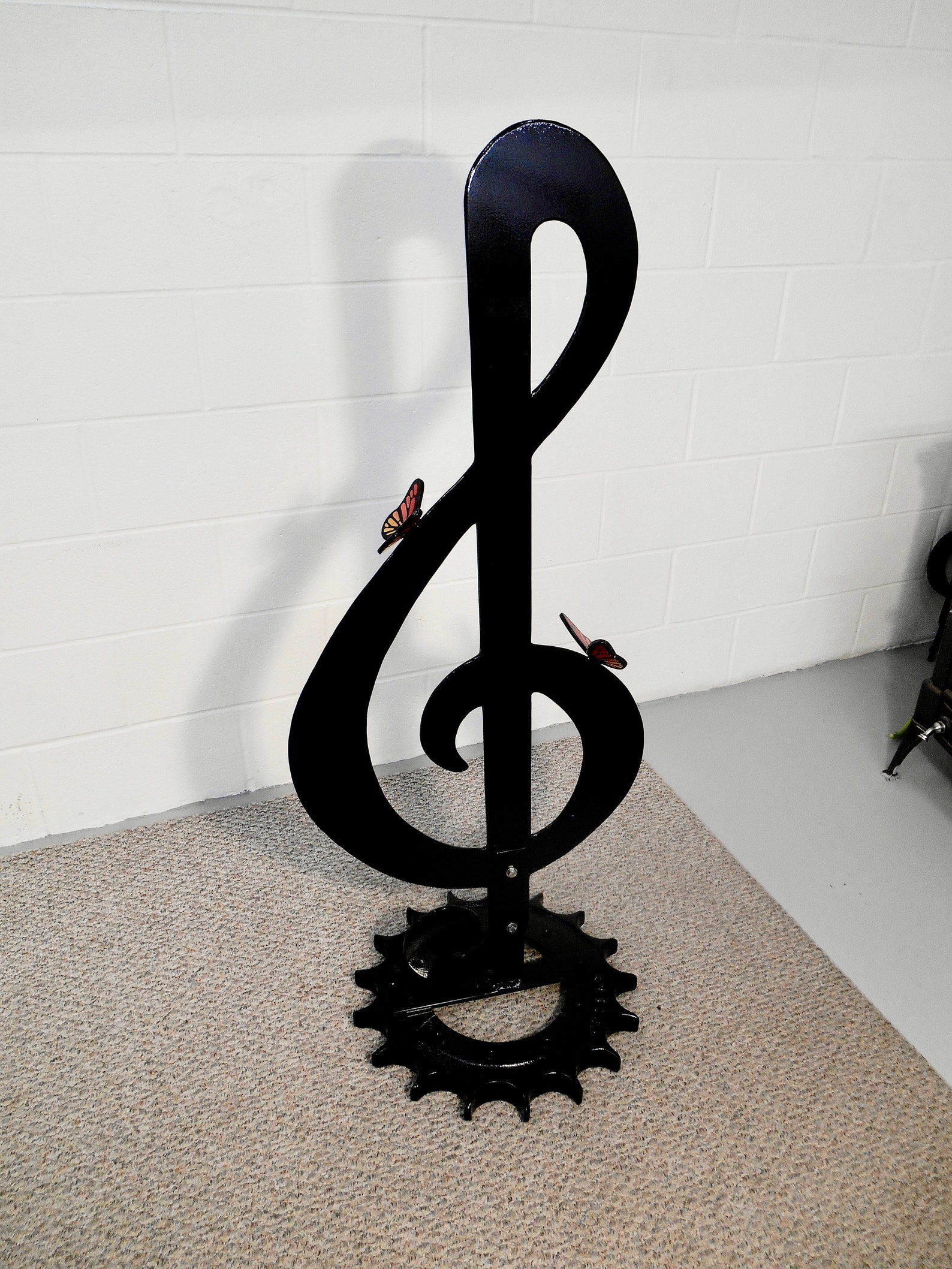 Giant Music Sculpture, Butterfly Garden Art, Music Clef Butterfly Metal ...