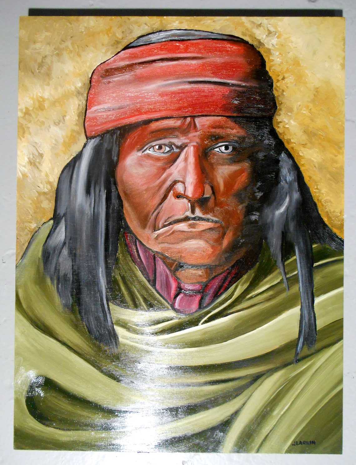 Apache Brave, Native American Oil Painting, American Indian Chief Oil ...