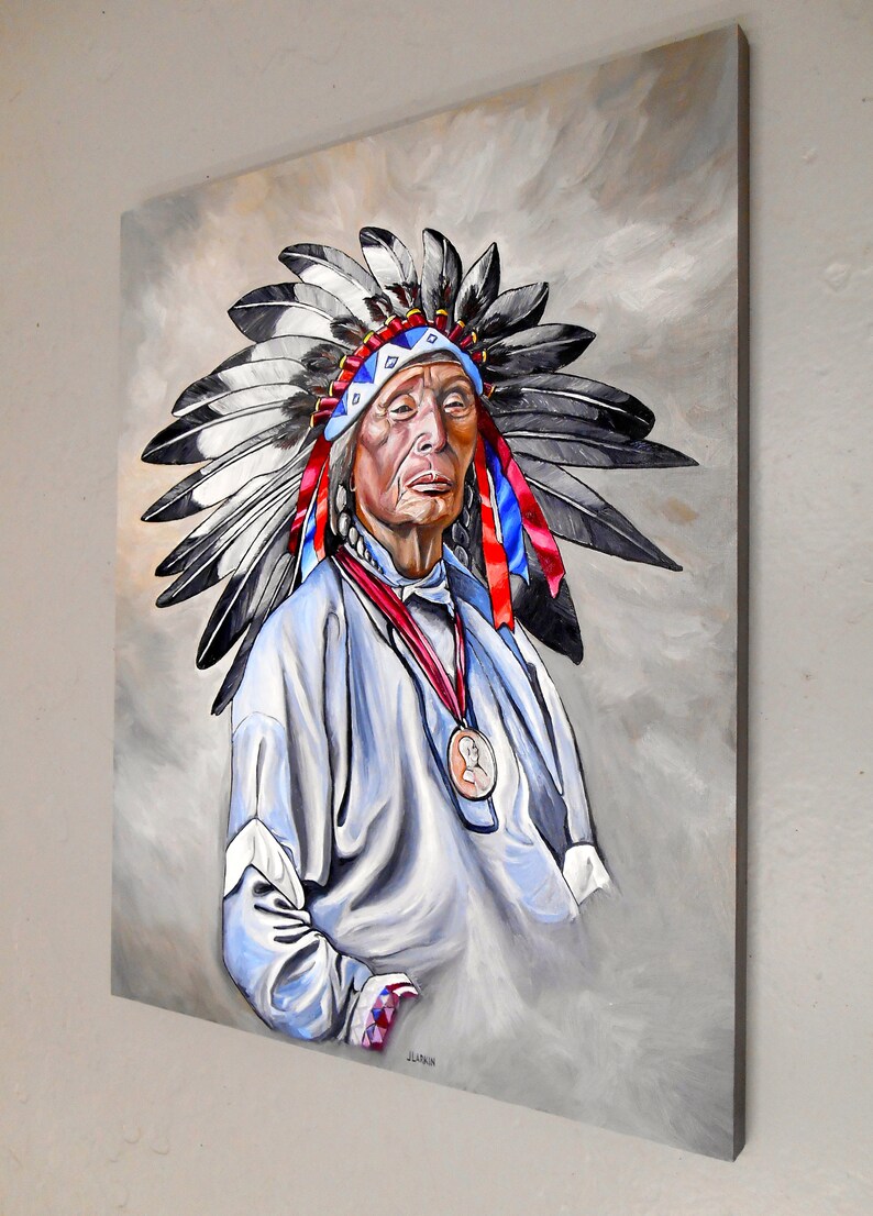 Chief Red Arrow, Native American Oil Painting, American Indian Chief ...