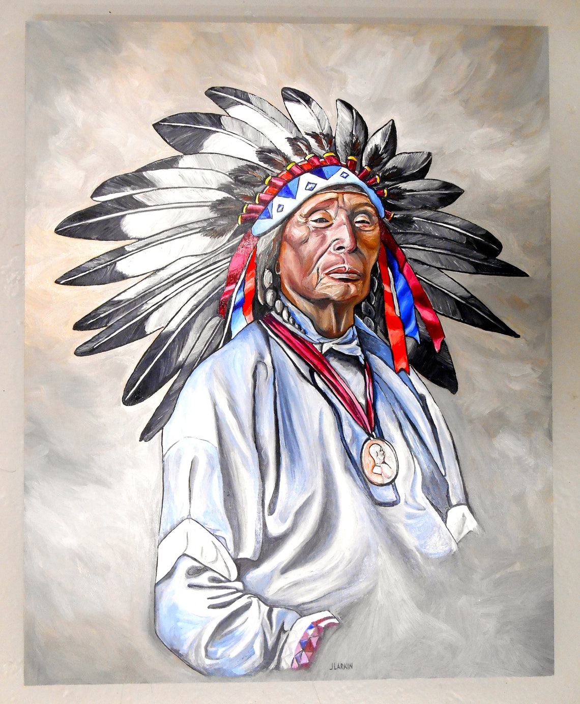 Chief Red Arrow, Native American Oil Painting, American Indian Chief ...