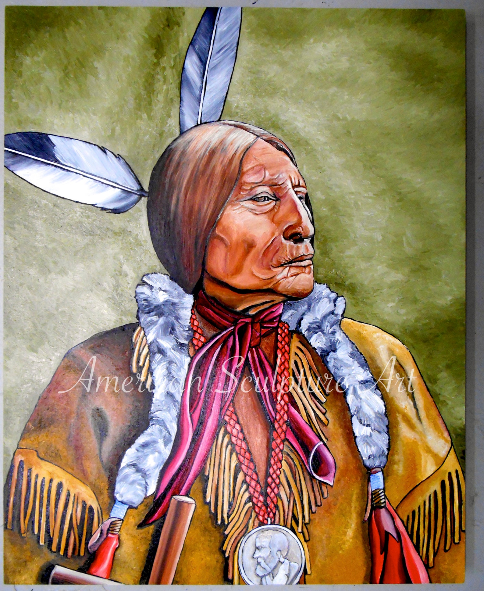 Chief Wolf Robe, Oil Painting, Native American, Apache Brave ...