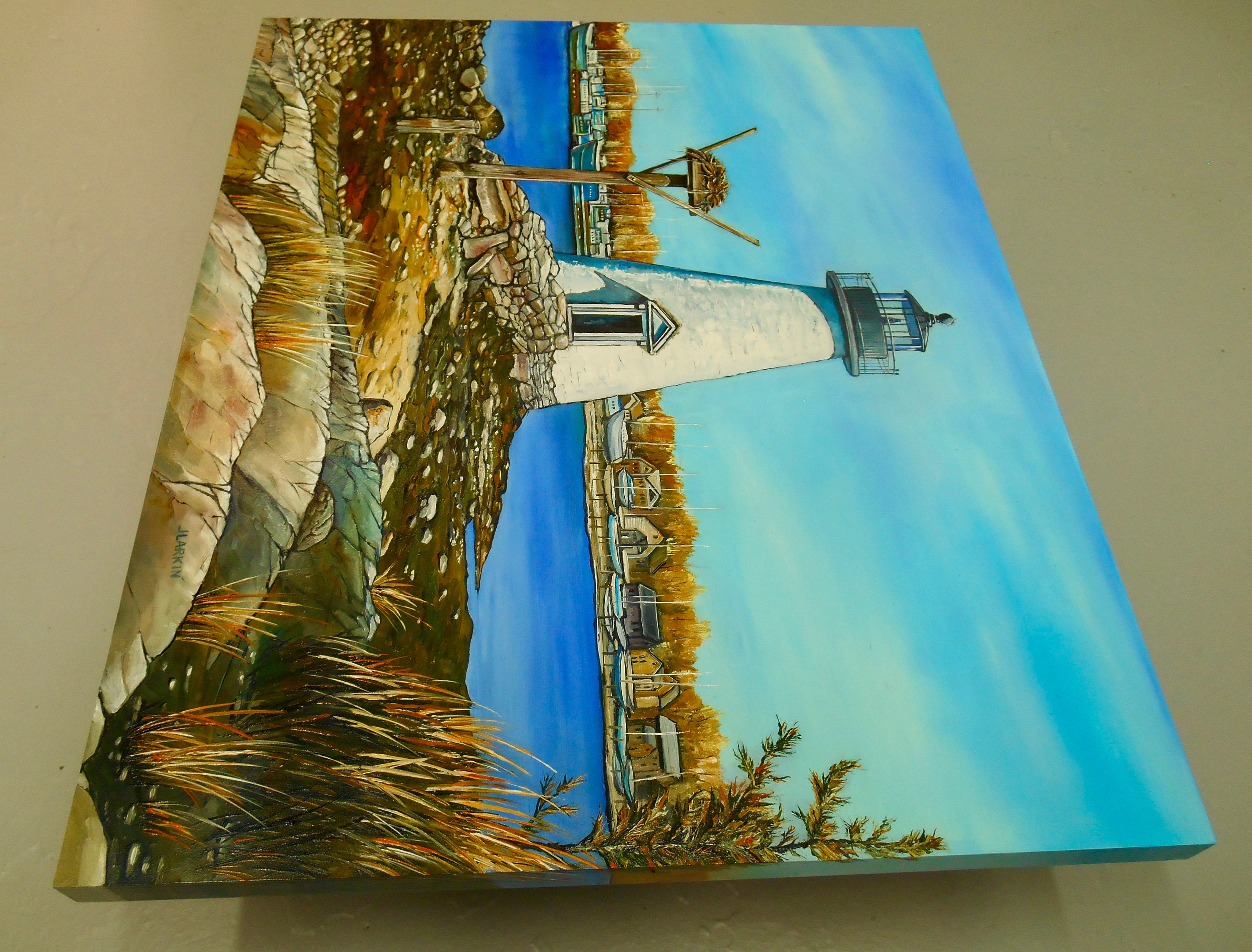 Original Oil Painting/palmer Island Lighthouse Newbedford Massachusetts ...