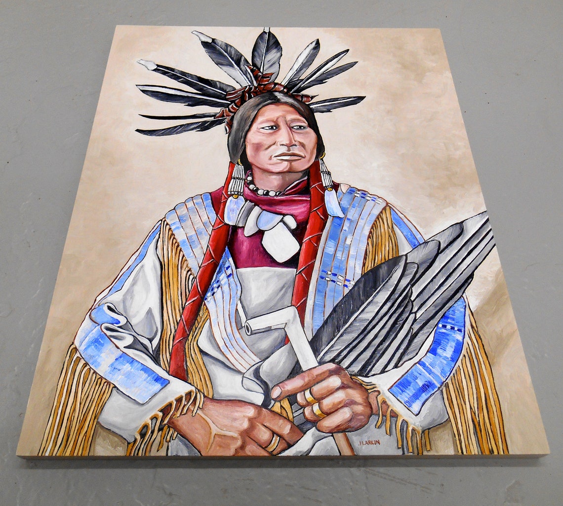 Chief Many Horns, Native American Oil Painting, American Indian Chief ...