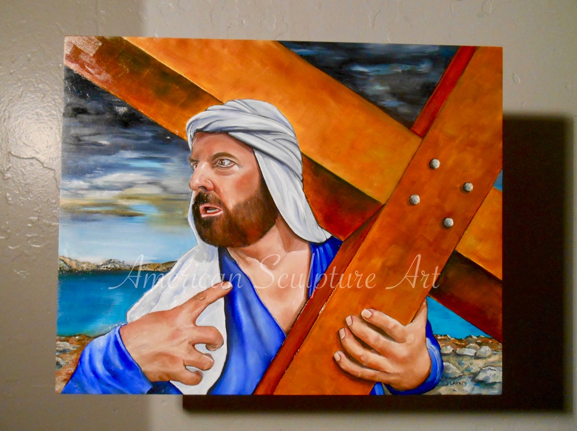Simon of Cyrene, Lenten Oil Painting, Passion of Jesus, Calvary ...