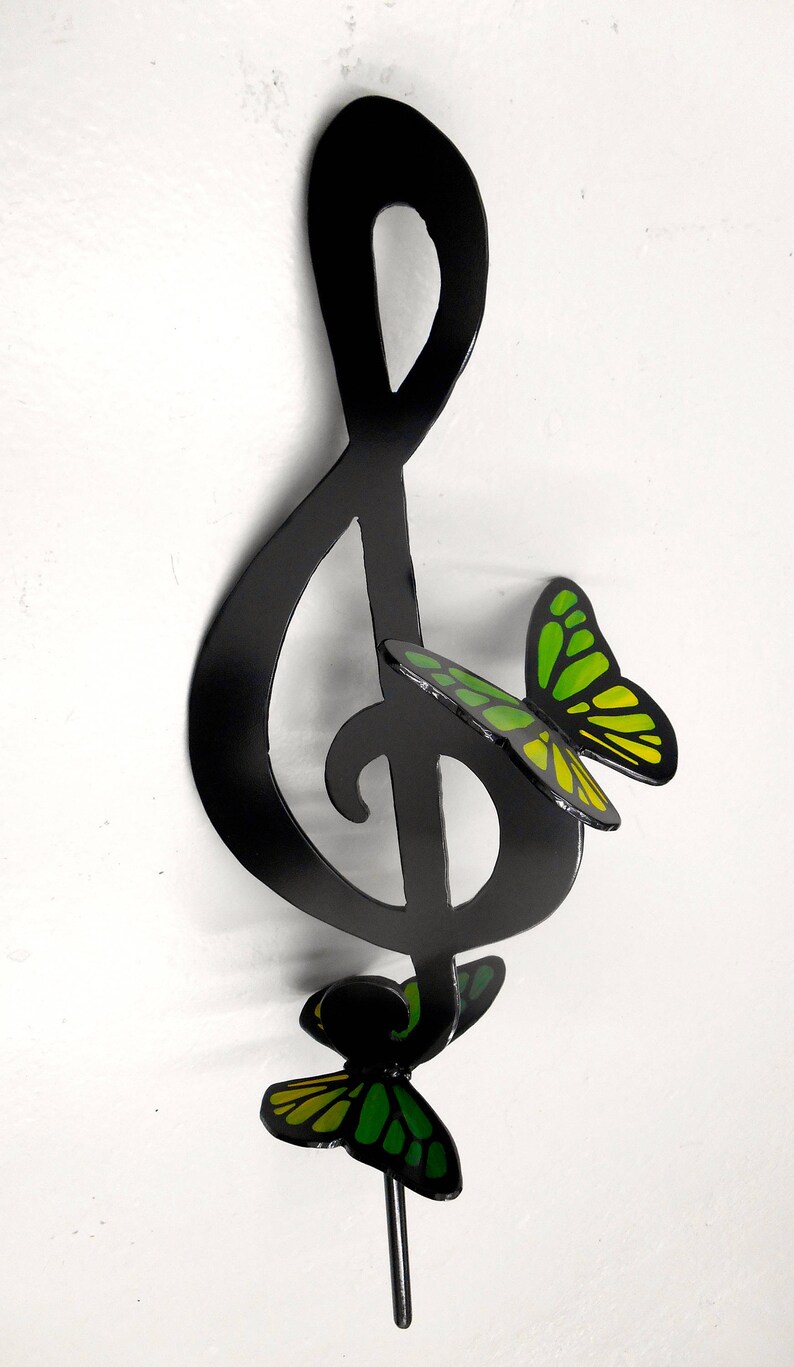 Music Lover, Garden Stake, Treble Clef, Metal Garden Sculpture ...