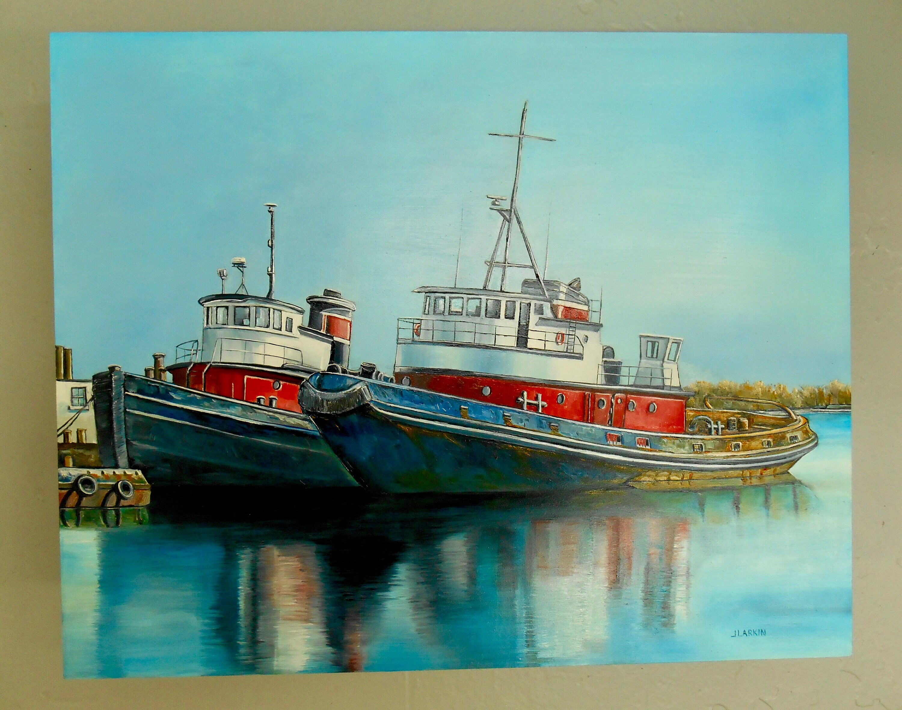 Original Oil Painting/tug Boats Port of New Bedford/ Harbor/ New ...