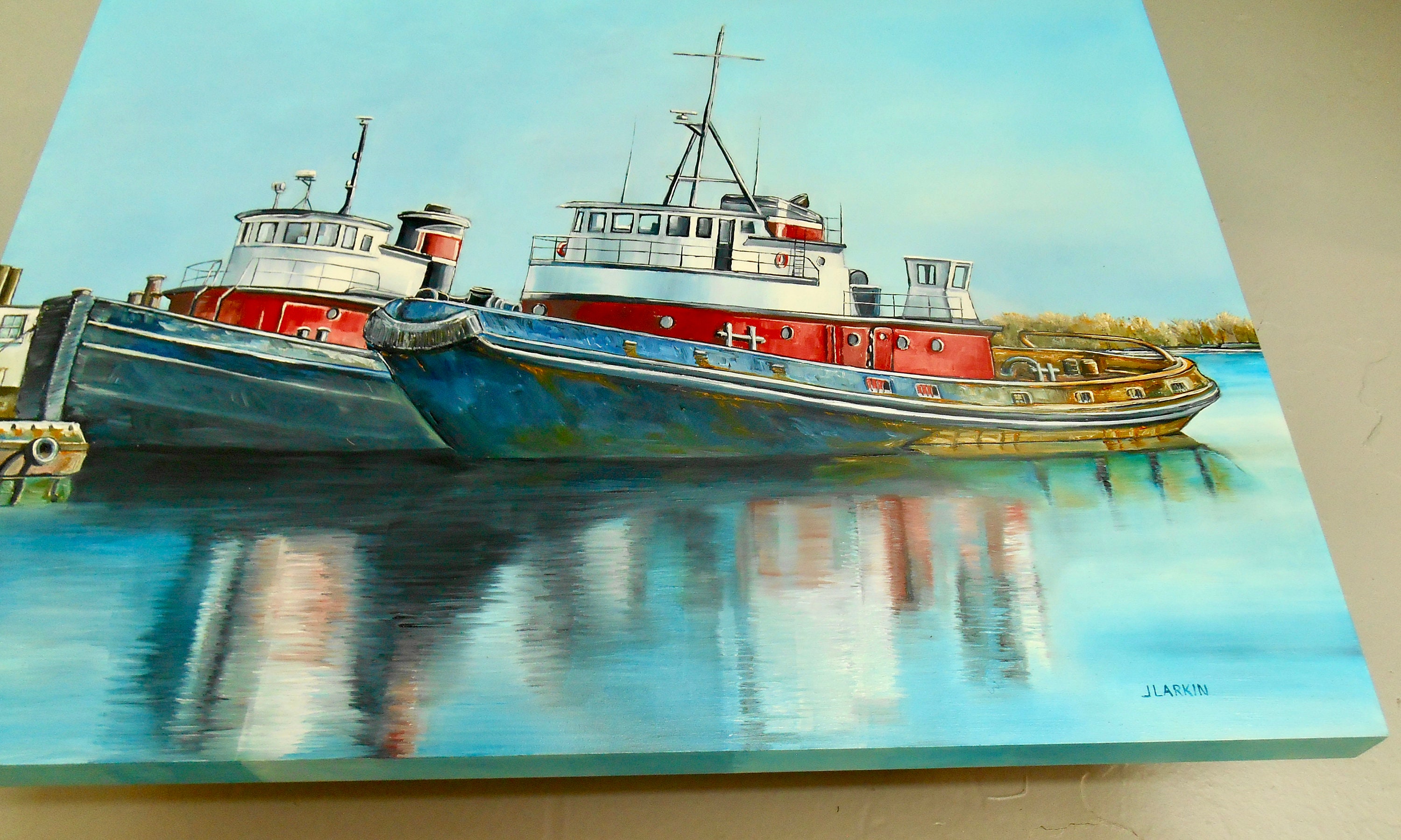 Original Oil Painting/tug Boats Port of New Bedford/ Harbor/ New ...