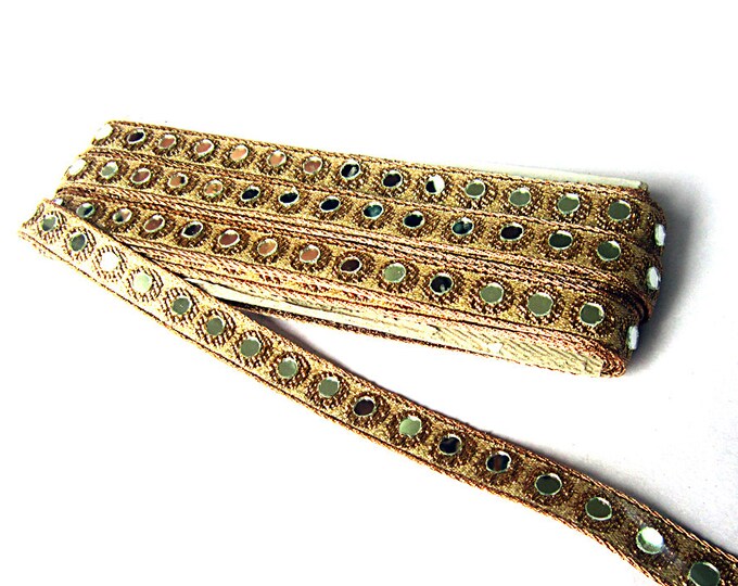 Saree Border Gold Mirror Trim Mirror Work Sari Borders - Etsy