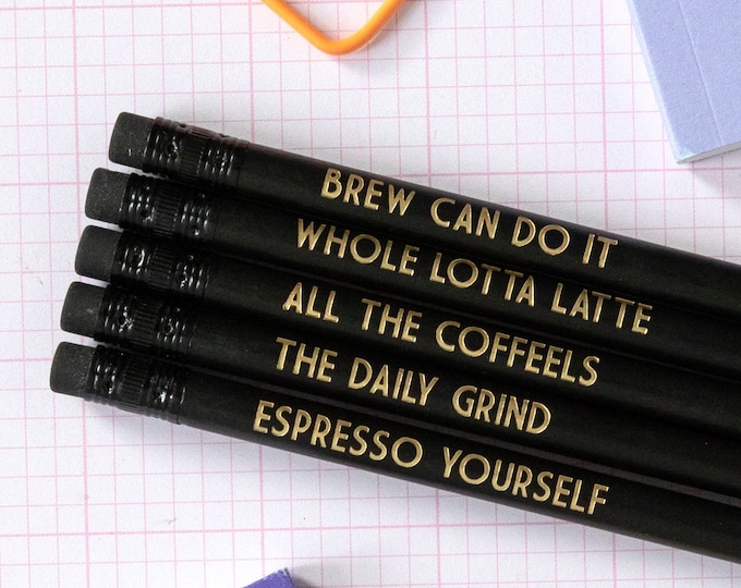Printed Pencil Coffee Lover Gift Pencil Set Stocking - Etsy