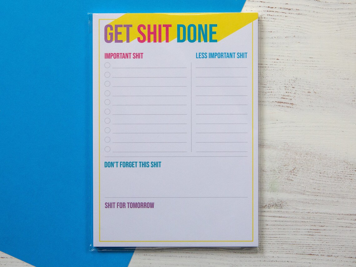 Get Shit Done Notepad A5 Notepad to Do List Funny Notepad - Etsy