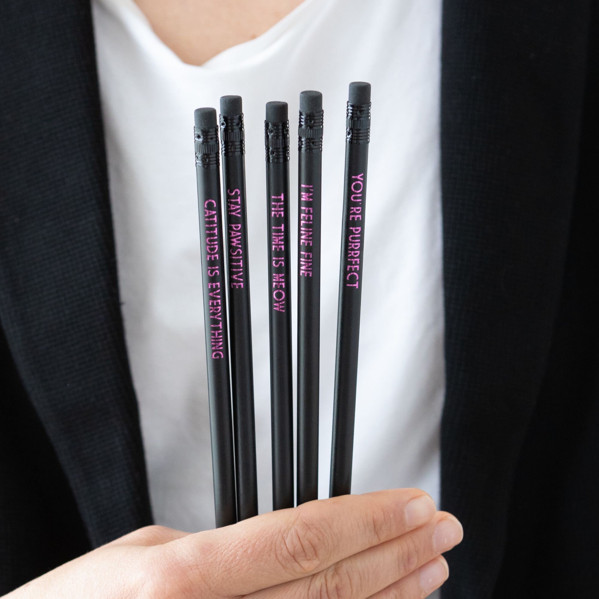 Cat Lovers Gift Cat Pencil Set Crazy Cat Lady Printed | Etsy