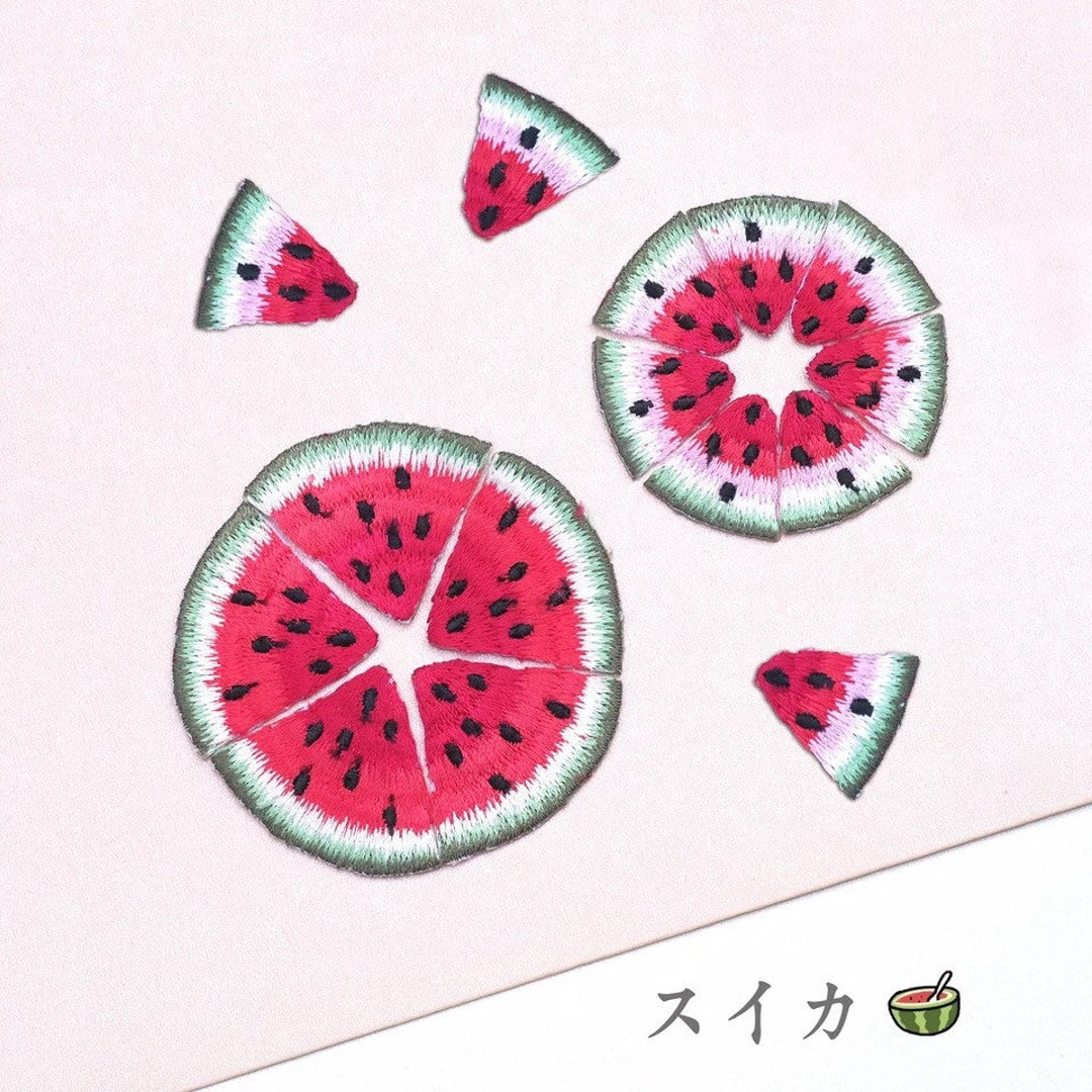 Large Watermelon Triangular Iron on Patches Natural／embroidered Patch ...