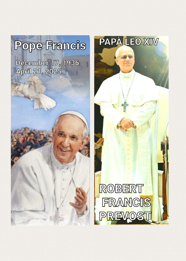 Pope Leo XIV Robert Francis Prevost and Pope Francis Fridge Magnet ...