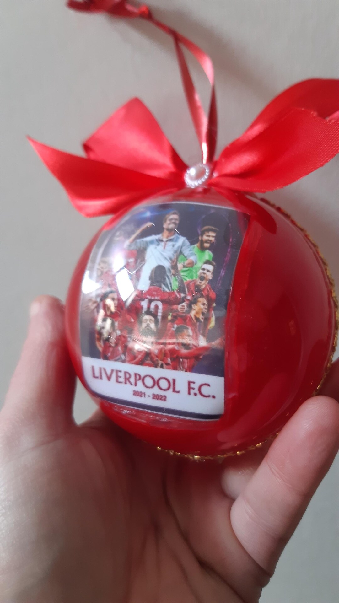 Liverpool Win 2021 2022 Football Handmade 8 Cm Clear Baubles Christmas ...