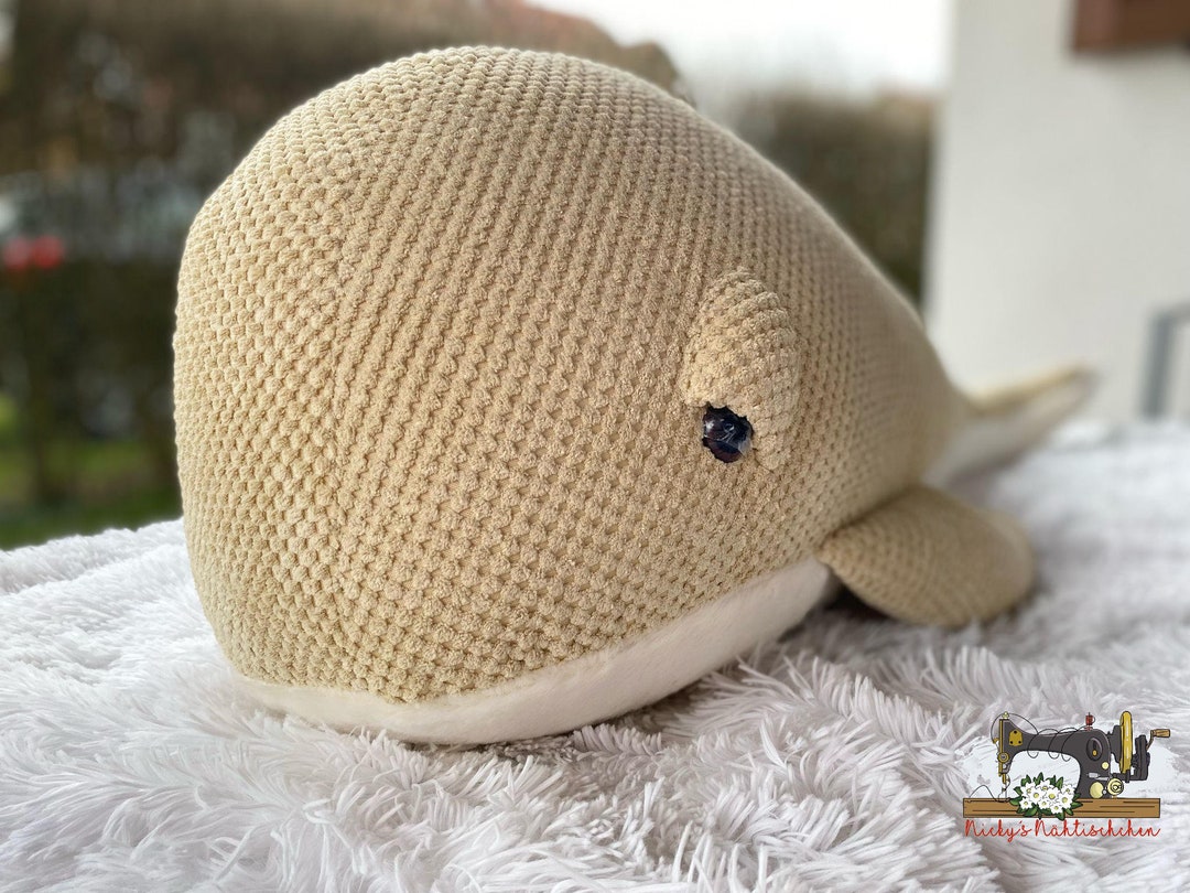 Large Plush Whale Xxl, Whale Plush Made of 100% Beige Cotton, 94x 43 X ...