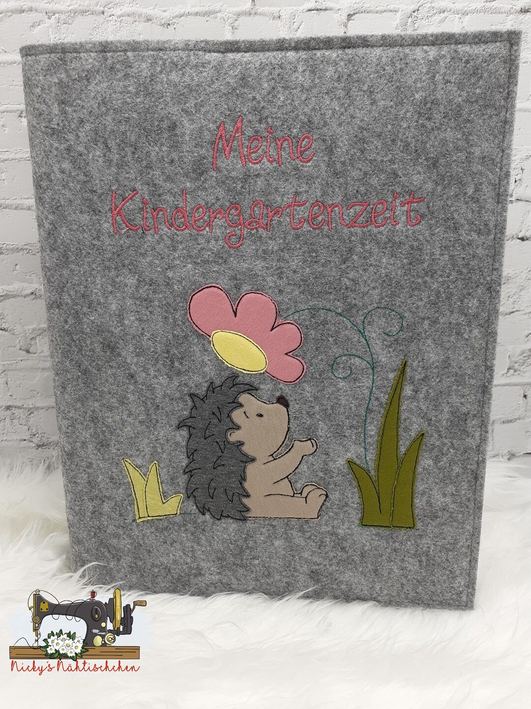 Kindergarten Folder Folder Portfolio With Doodle Embroidery Hedgehog ...