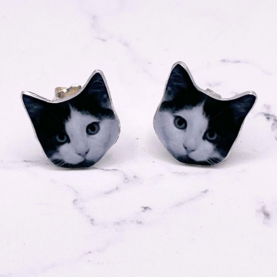 Black and White Cats Black and White Cat Earrings Kitten Earrings Cat ...