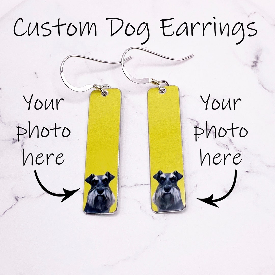Custom Dog Earrings Schnauzer Earrings Long Dog Earrings Custom Pet ...