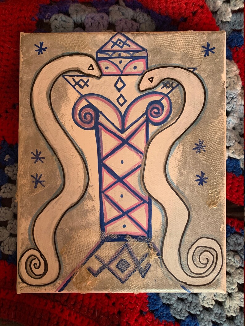 Papa Damballah Papa Danbala Painting Voodoo Real Snake Skin Vodou - Etsy