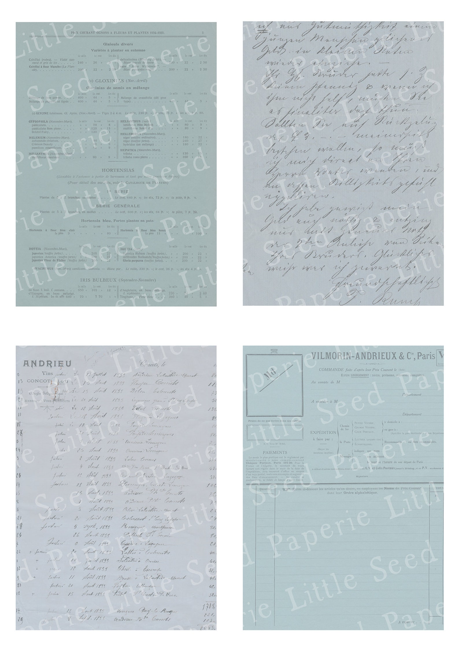 Vintage 'french Blues' A4 Paper Collection - Digital Download - Vintage ...