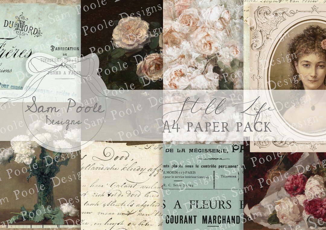 Still Life Kit Vintage Junk Journal A4 Paper Collection - Digital ...