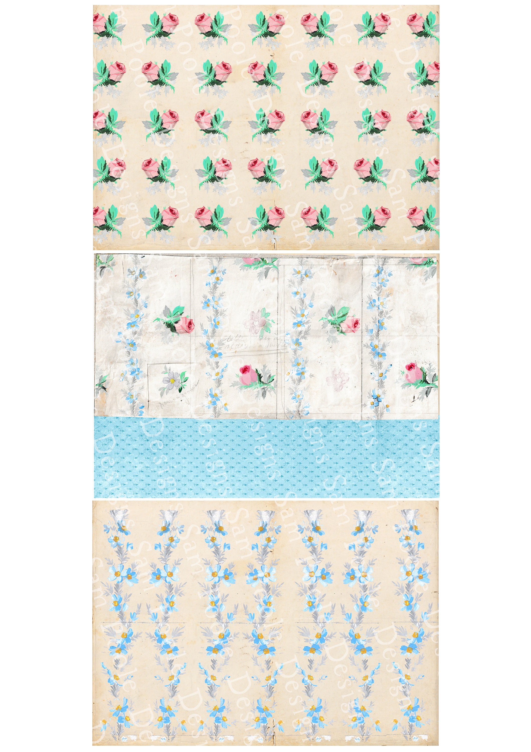 French Wallpapers Kit Vintage Junk Journal A4 Paper Collection - Etsy