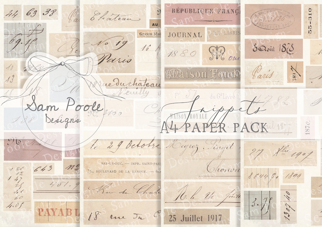 Snippets Fussy Cut Ephemera Dates Junk Journal A4 Paper Collection ...