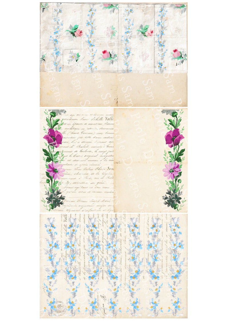 French Wallpapers Kit Vintage Junk Journal A4 Paper Collection - Etsy
