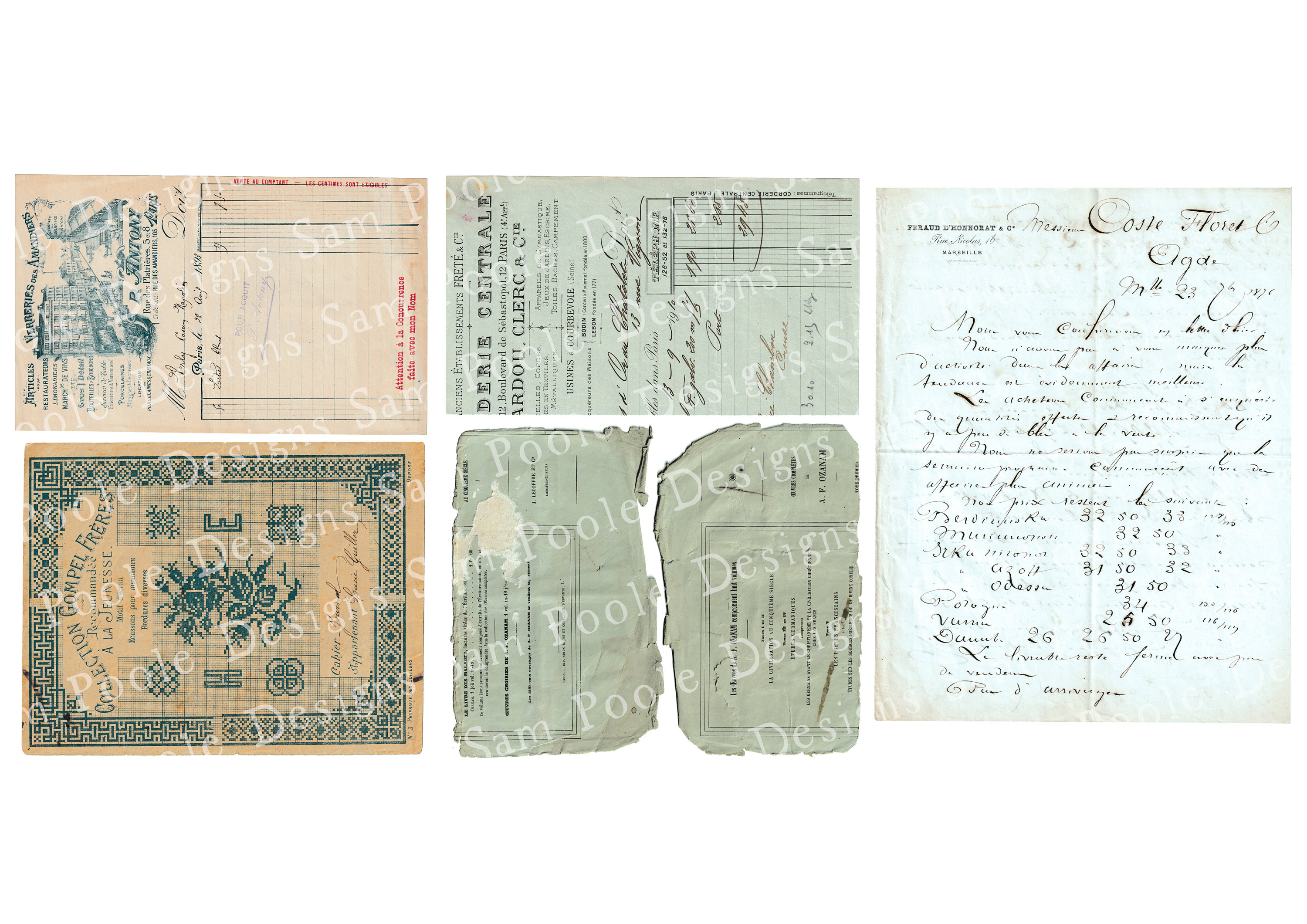 French Greens Kit Vintage Junk Journal A4 Paper Collection - Digital ...