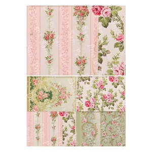 Cabbage Rose Wallpaper Kit Vintage Junk Journal A4 Paper Collection ...