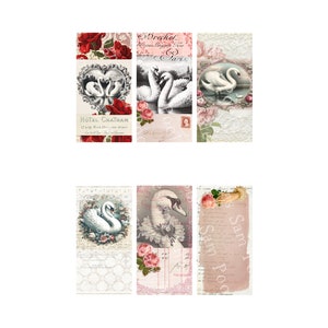 Swan Journal Cards Vintage Junk Journal A4 Paper Collection - Digital ...