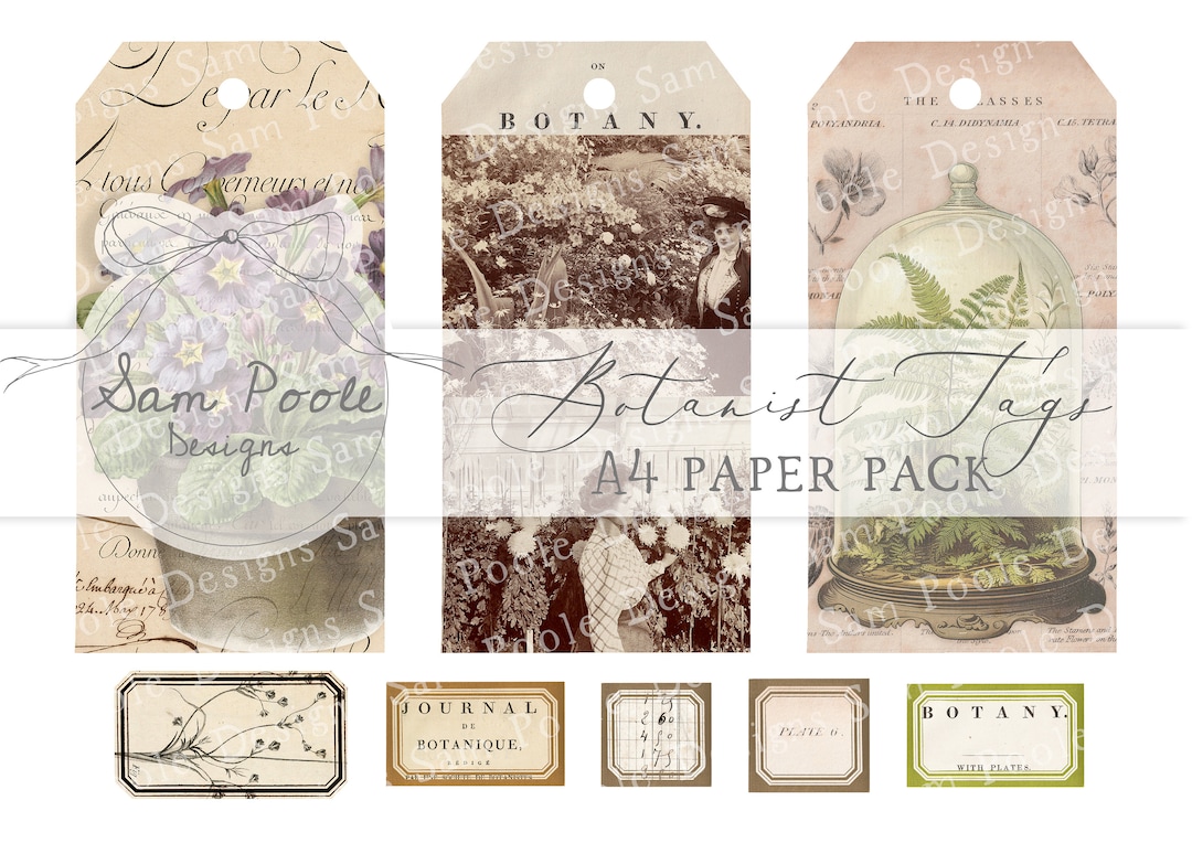 Botanist Tags & Labels Vintage Junk Journal A4 Paper Collection ...