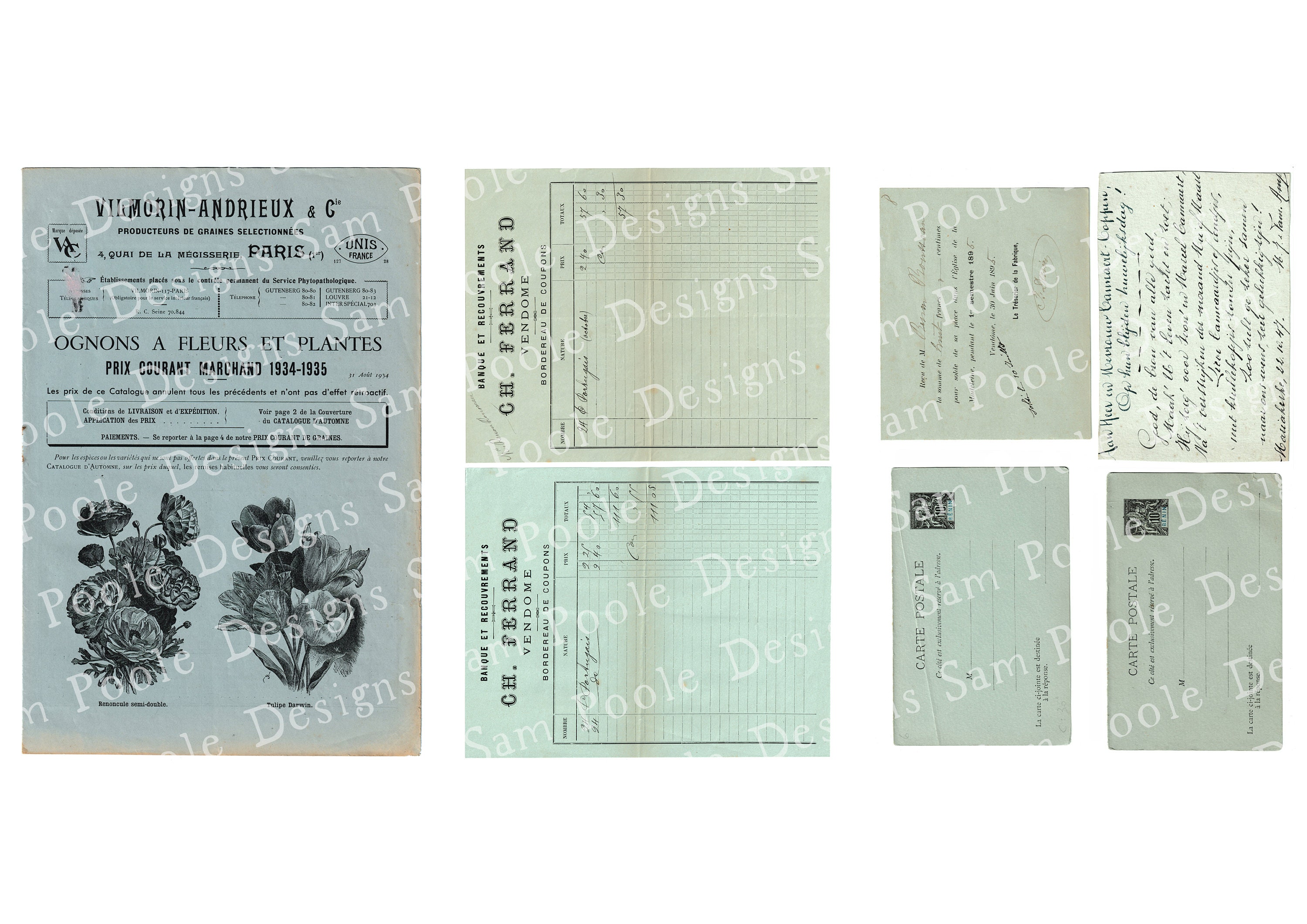 French Greens Kit Vintage Junk Journal A4 Paper Collection - Digital ...