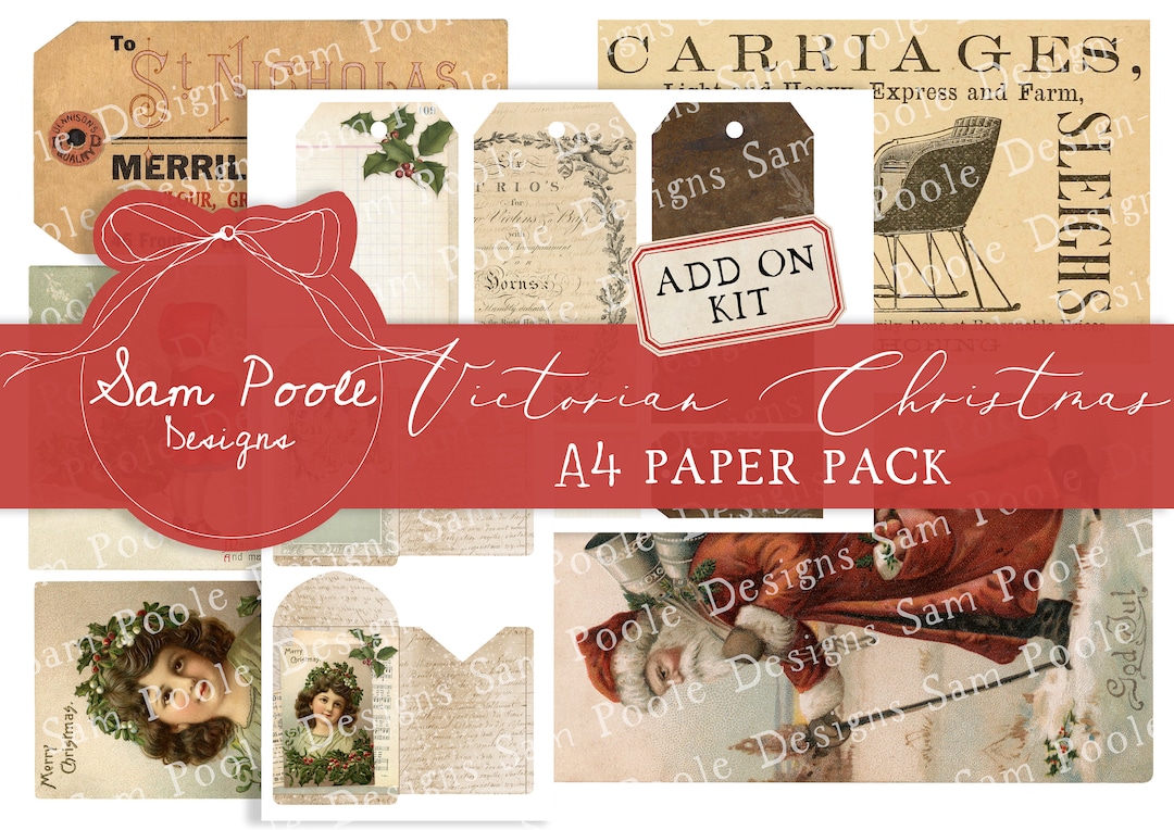 Victorian Christmas ADD ON KIT Vintage Junk Journal A4 Paper Collection ...