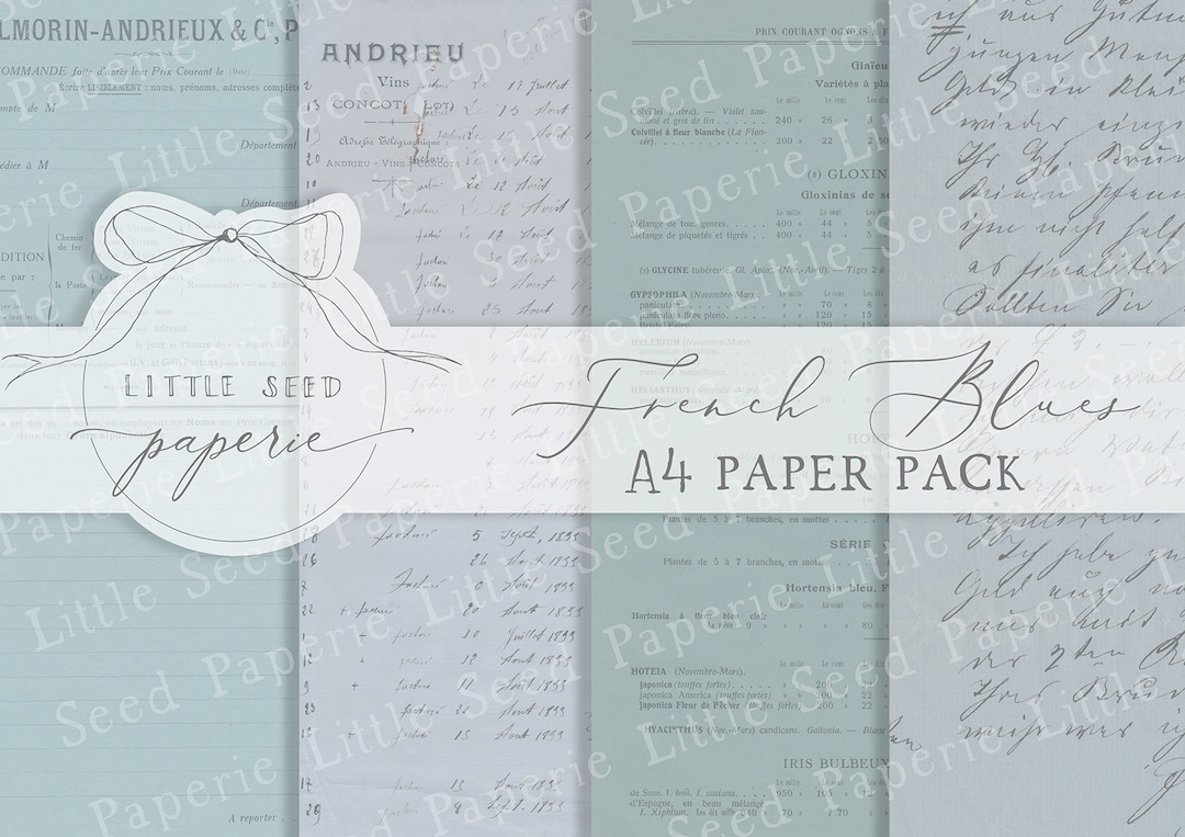 Vintage 'french Blues' A4 Paper Collection - Digital Download - Vintage ...