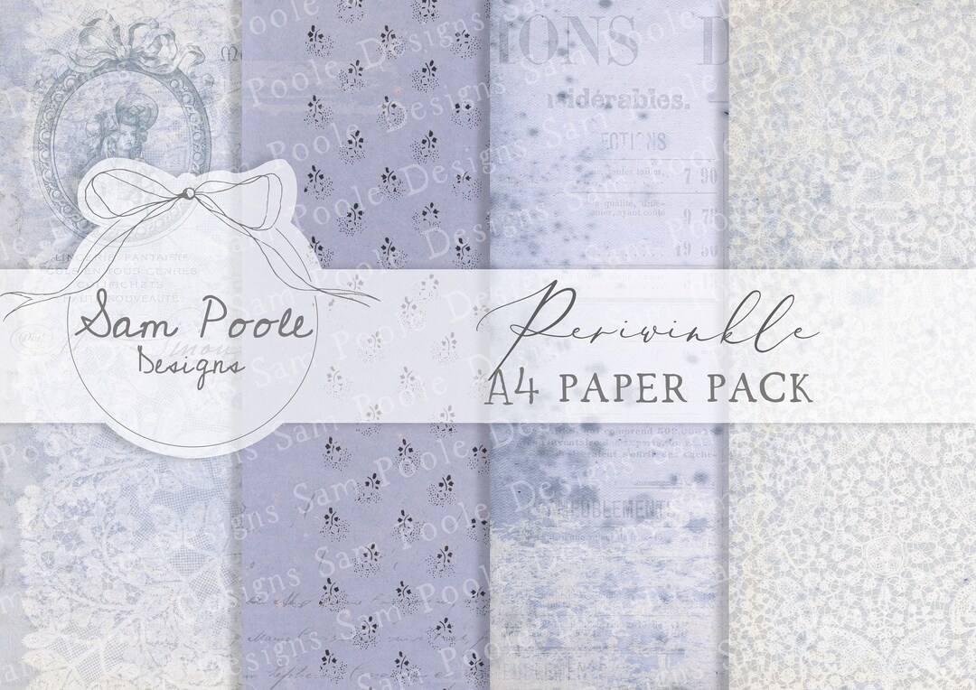 Periwinkle Vintage Paper Pack - A4 Junk Journal Printables (digital ...