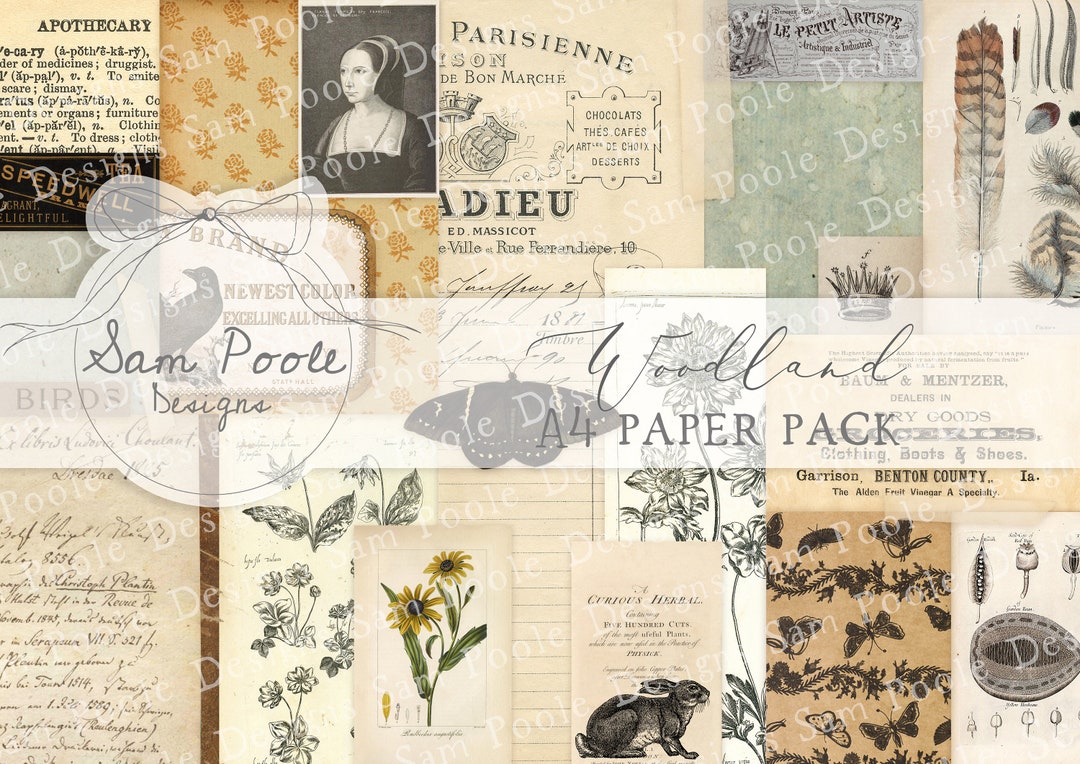 Woodland Vintage Junk Journal A4 Paper Collection - Digital Download ...