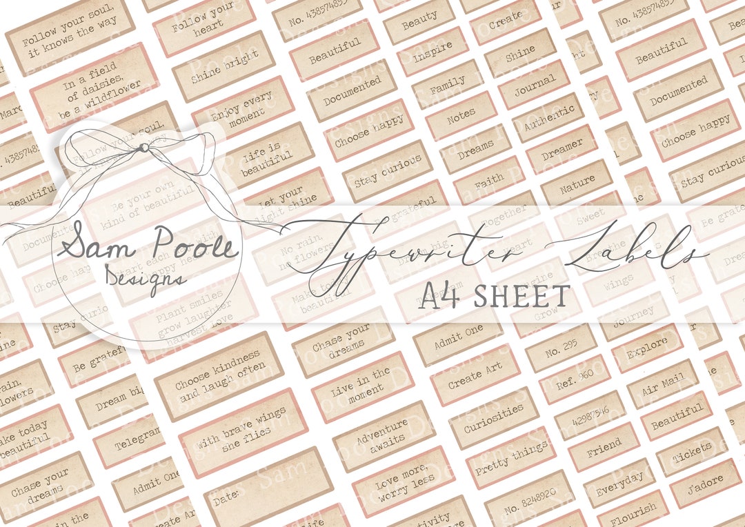 Typewriter Labels - Junk Journal - Digital Download - Vintage Ephemera ...