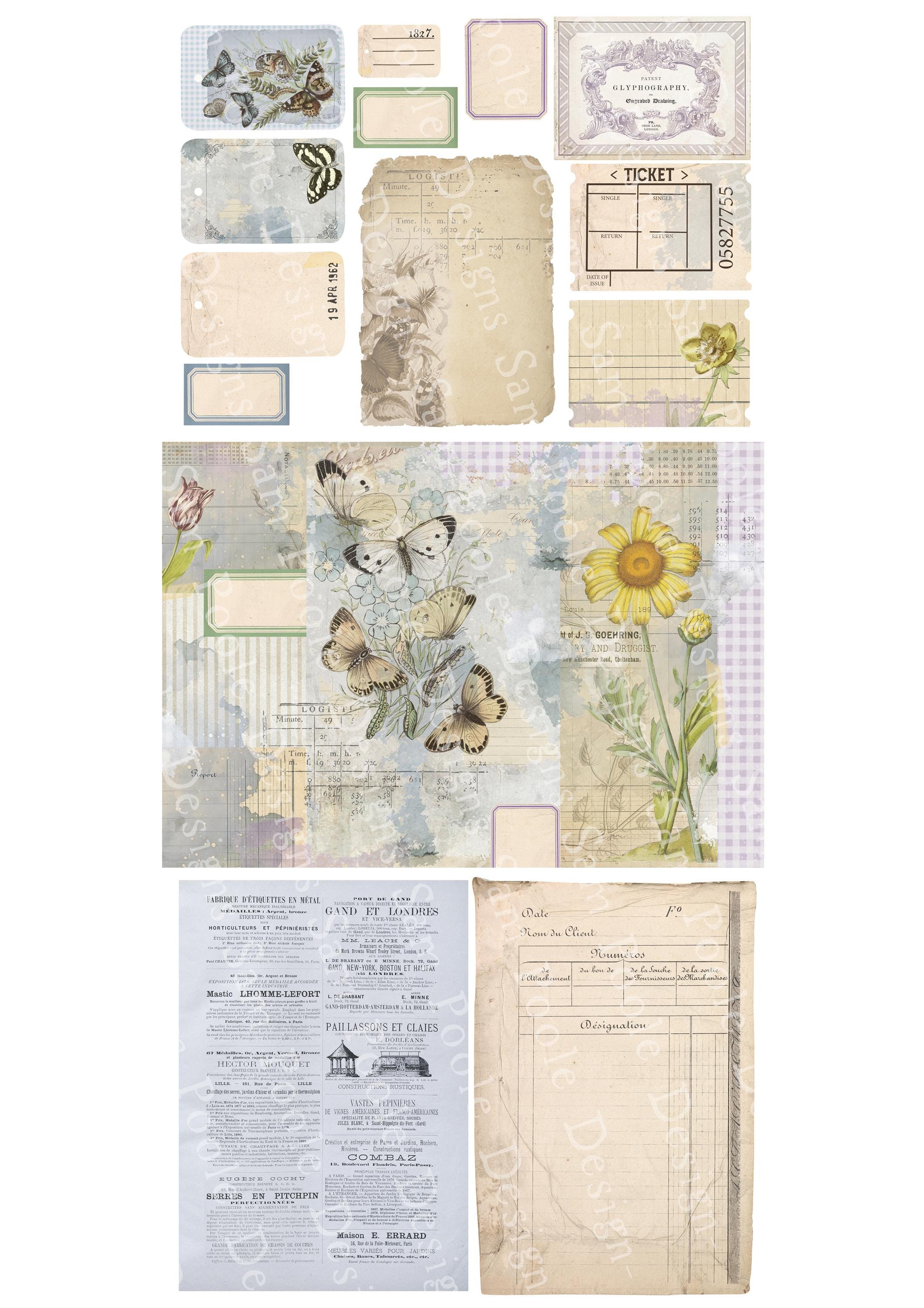 Vintage Floral Junk Journal Paper – Artsy A4 Printables (digital ...